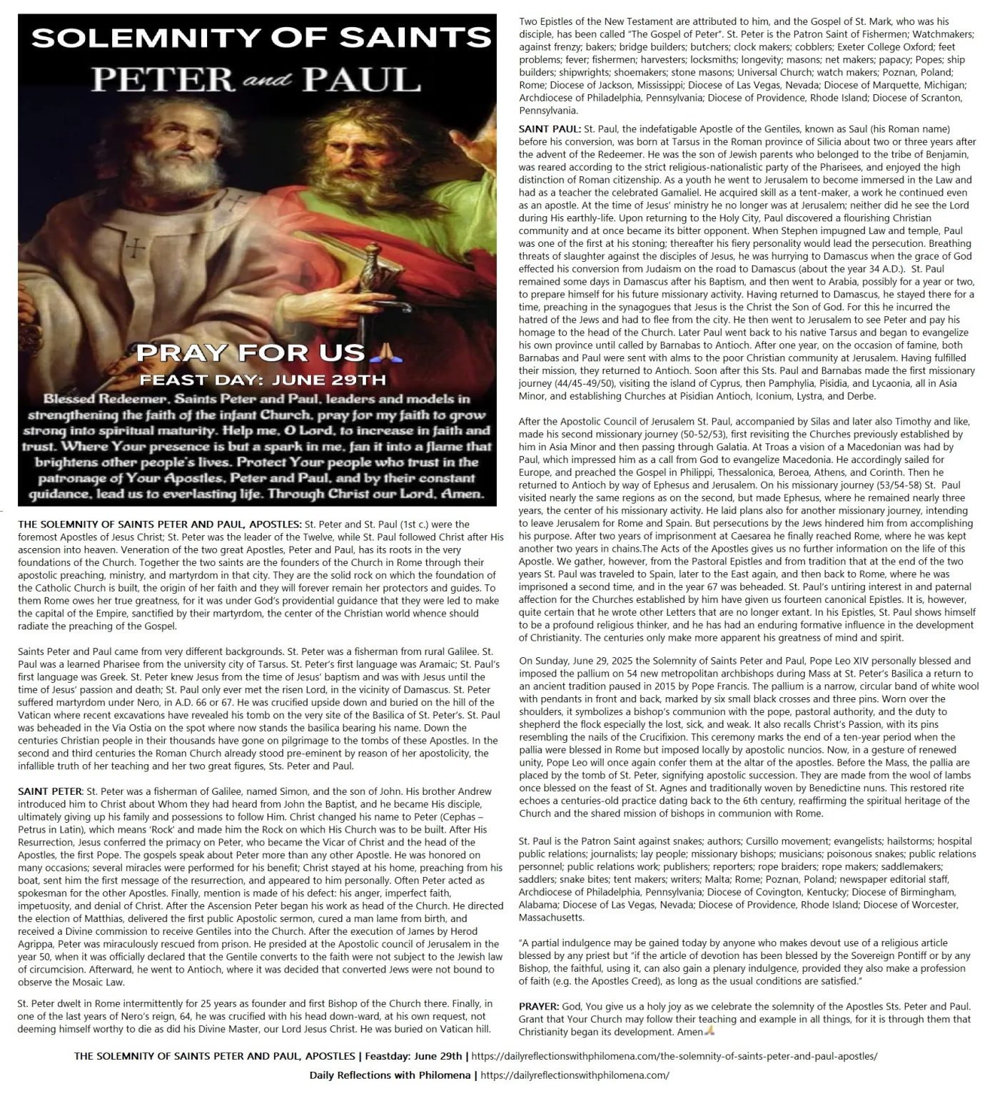 THE SOLEMNITY OF SAINTS PETER AND PAUL, APOSTLES | – DailyReflections
